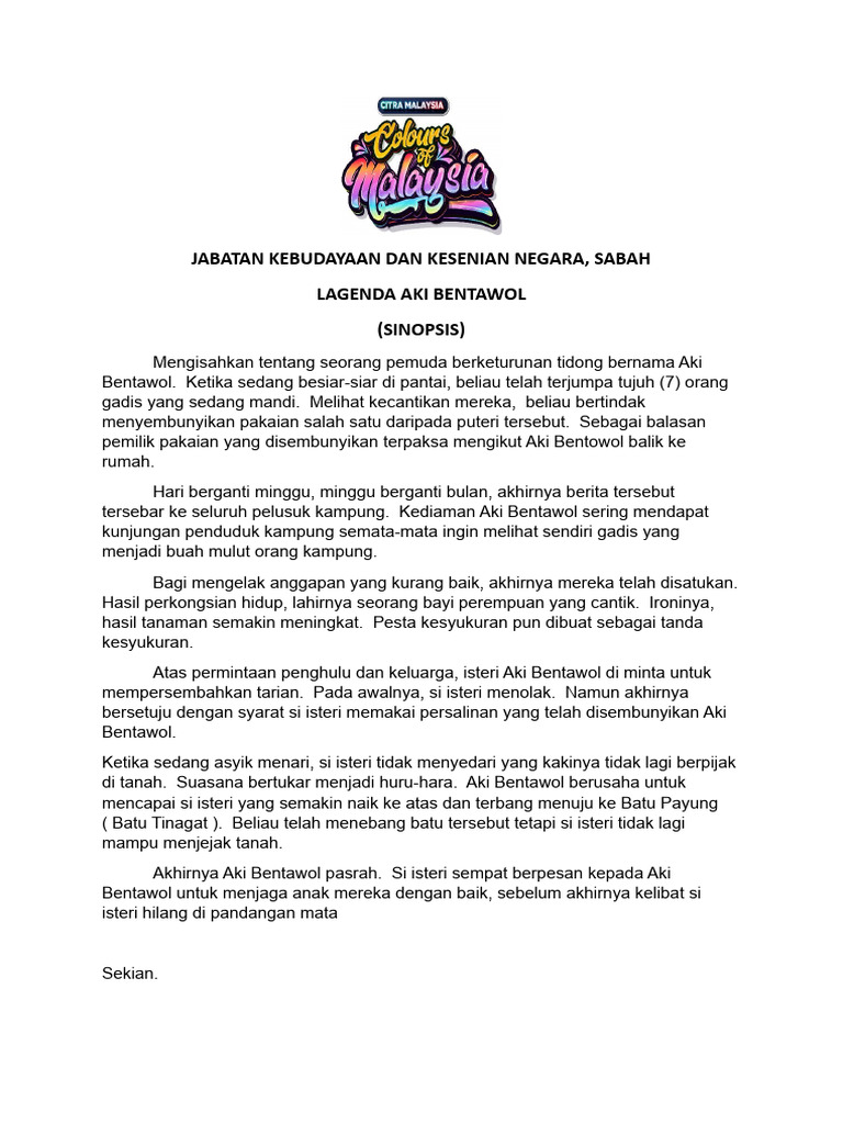 Sinopsis Lagenda Aki Bentawol | PDF