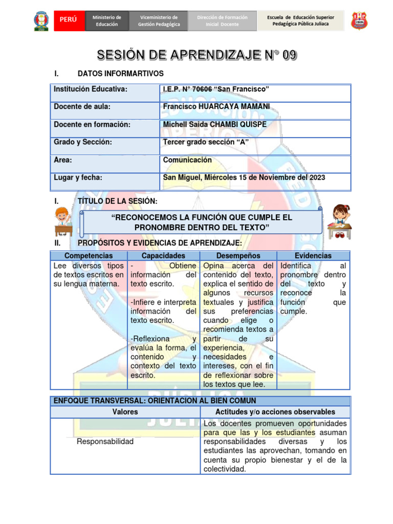 SESIÓN DE APRENDIZAJE - COMUNICACIÓN .3ro | PDF | Maestros | Evaluación