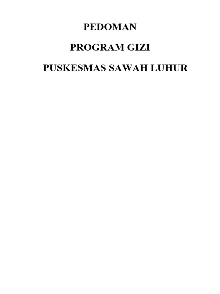 Pedoman Program Gizi | PDF
