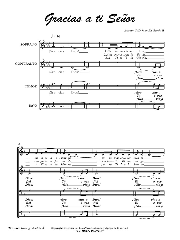 Gracias A Ti Señor Partitura Completa | PDF