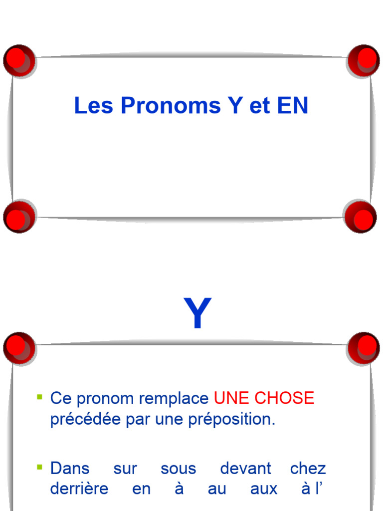 Pronoms Y et EN en FLE | PDF