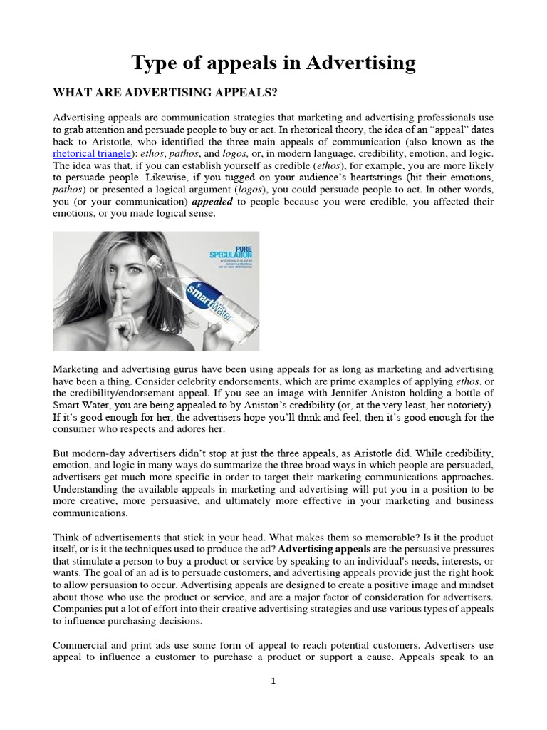 Types of Advertising Appeal | PDF | Advertising | Brand