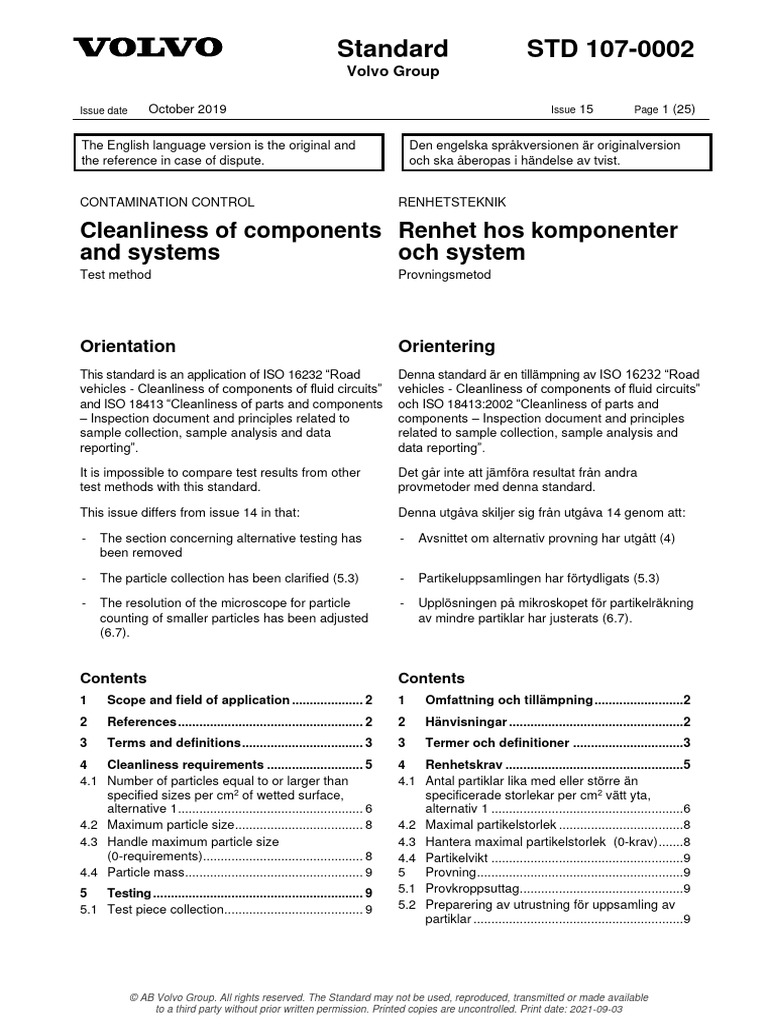 Standard STD 107-0002: Cleanliness of Components and Systems Renhet Hos ...