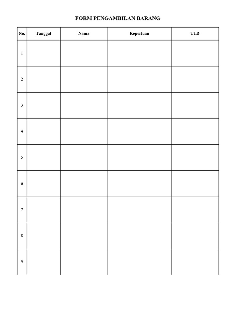 Form Pengambilan Barang | PDF