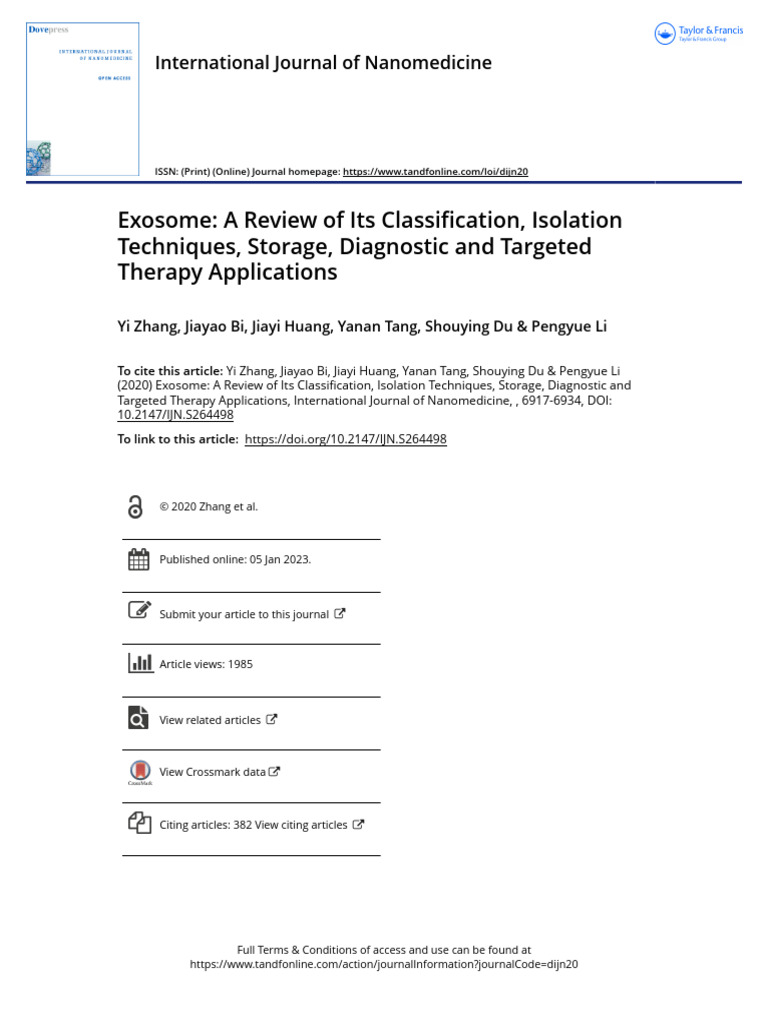 9 - Exosome A Review of Its Classification, Isolation Techniques, Storage, Diagnostic and ...