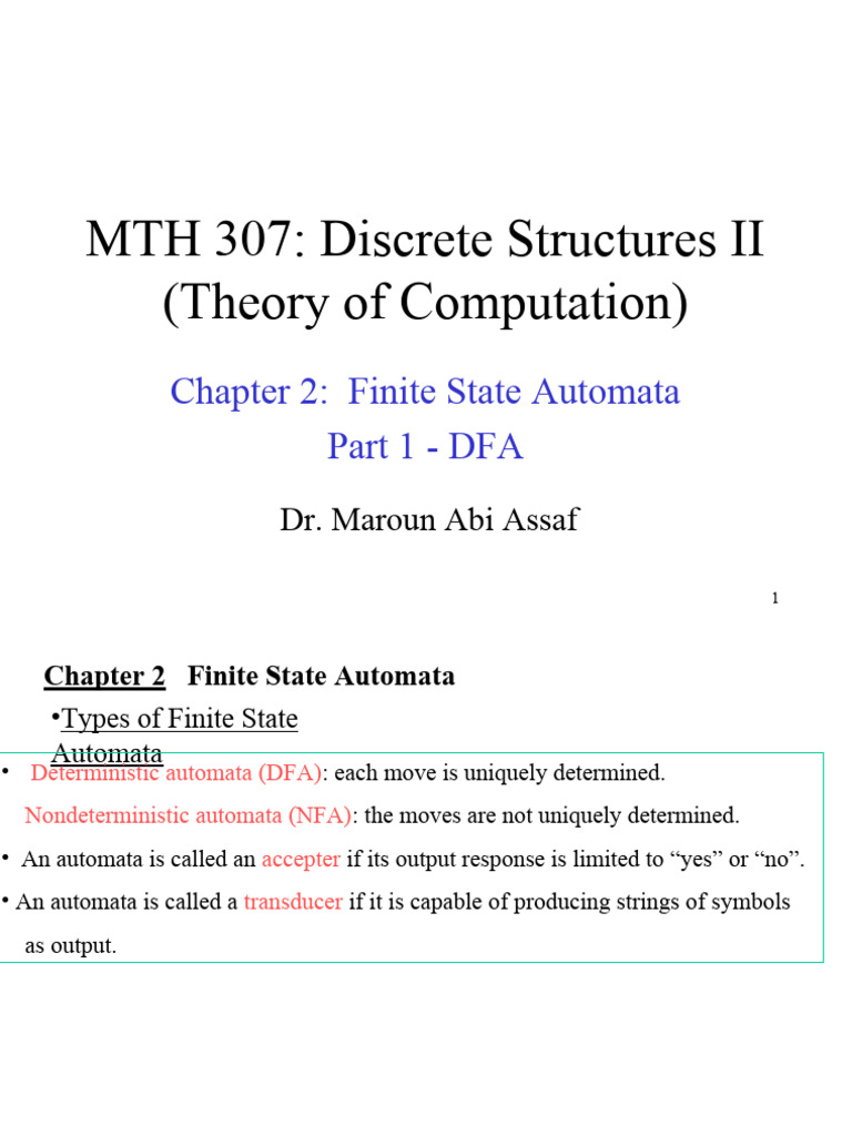 Chapter 2 - DFA | PDF | Models Of Computation | Formal Methods