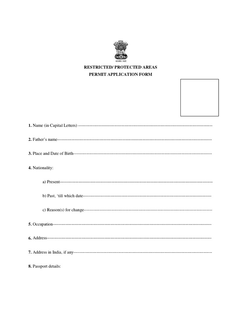 Indian Restriction Area Permission Form | PDF | Travel Visa | Government