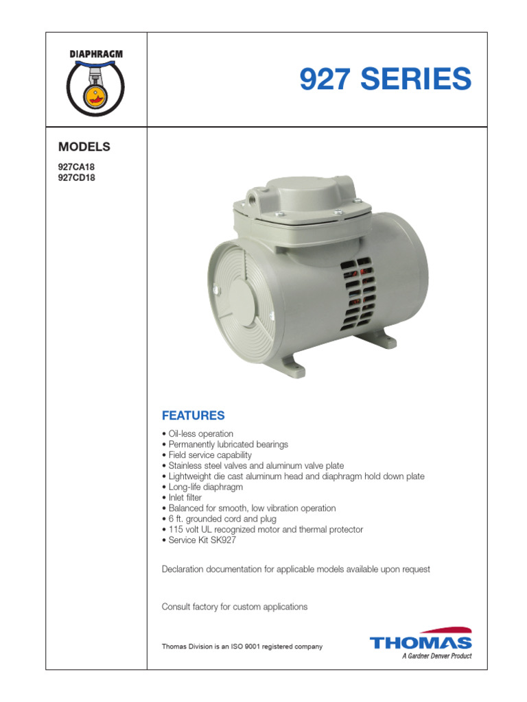 Thomas Pump 927 | PDF | Vacuum | Engines