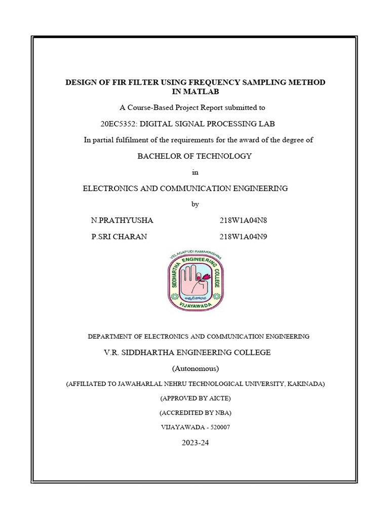 DSP Report | PDF | Filter (Signal Processing) | Digital Signal Processing