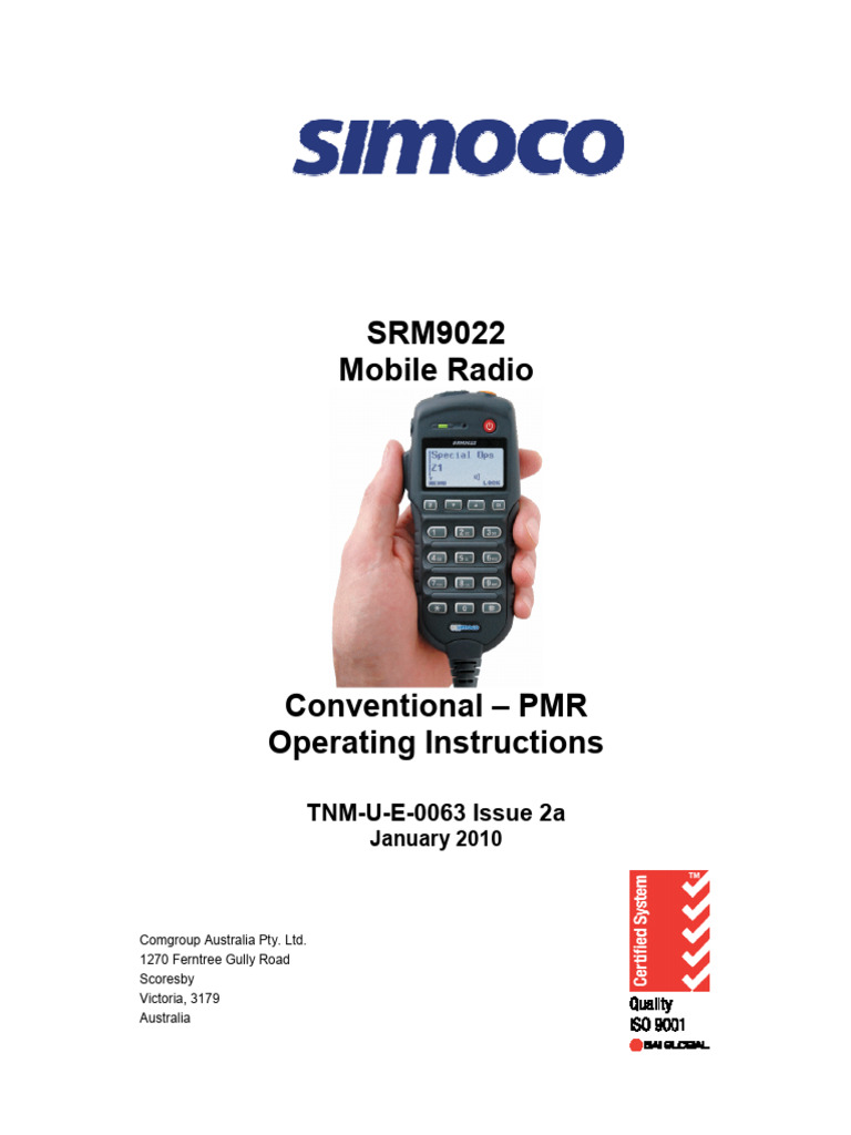 UserGuides TNM-U-E-0063 PMR SRM9022 User Manual | PDF | Menu (Computing ...