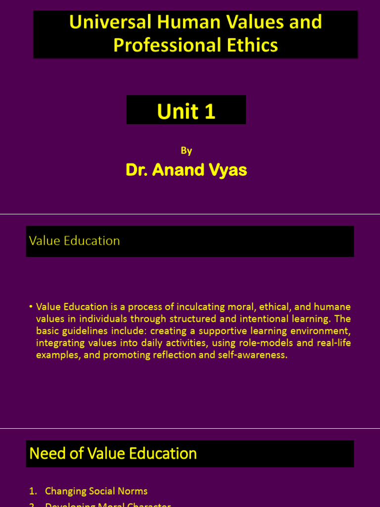 Universal Human Values and Professional Ethics Unit 1 2023 | PDF | Motivational | Motivation