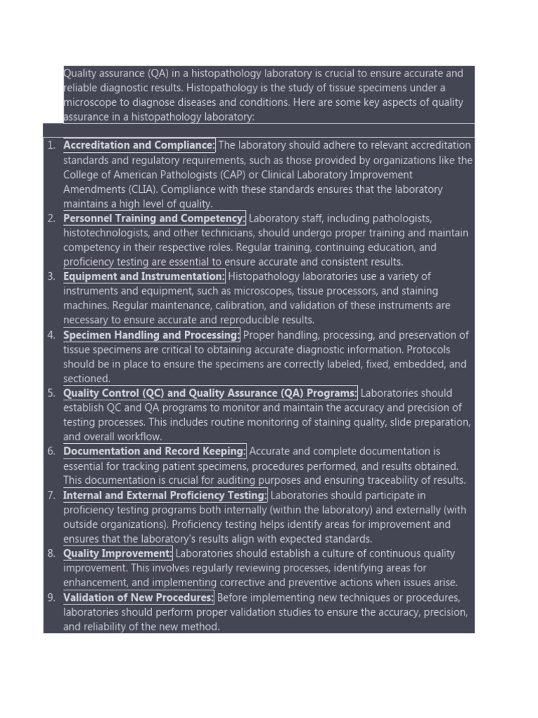Quality Assurance | PDF | Quality Assurance | Histopathology