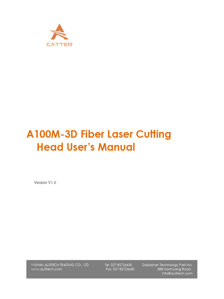 A100M 3D Fiber Laser Cutting Head Users Manual | PDF | Optical Fiber ...
