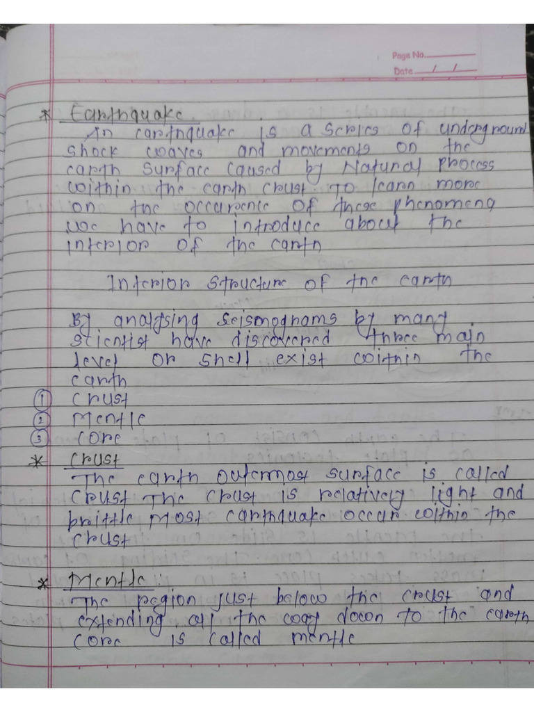 Earthquake (Class Notes) | PDF