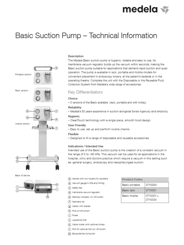 Medela Basic Suction Pump Overview | PDF | Pump | Vacuum