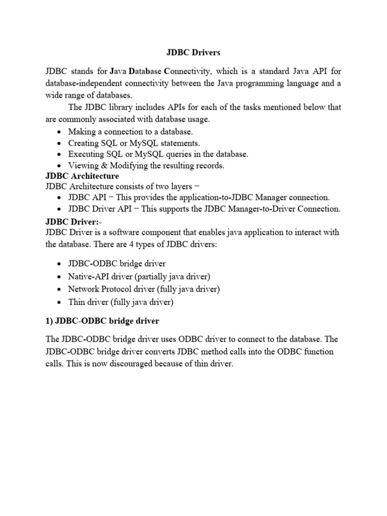 JDBC Drivers | PDF | Systems Engineering | Computing