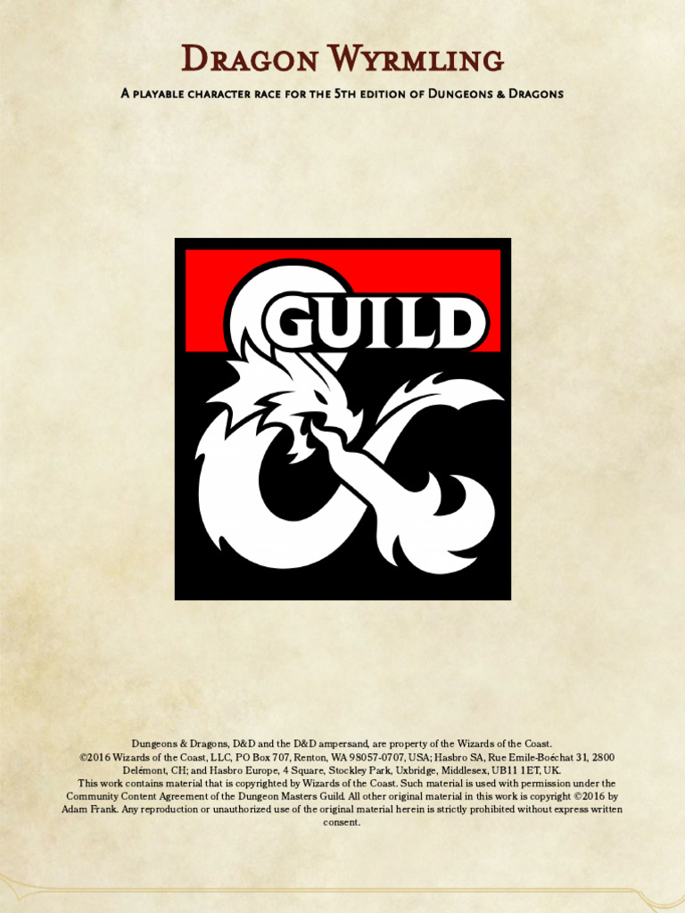 A Playable Race The Dragon Wyrmling | PDF | Dungeons & Dragons | Gary ...