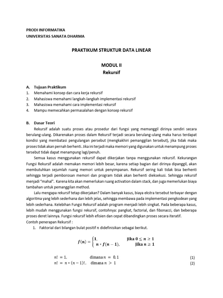 Praktikum Modul 2 SDL - Rekursif | PDF | Metode & Bahan Ajar | Komputer