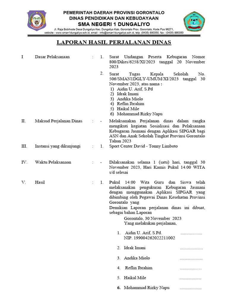 Laporan Perjalanan Dinas | PDF