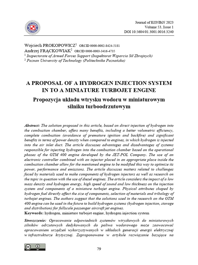 Hydrogen Injection System for Turbojet Engines | PDF | Fuel Injection ...