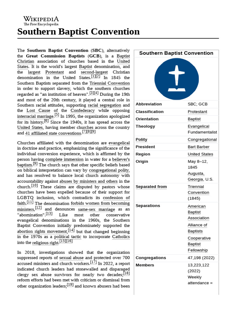 Southern Baptist Convention | PDF | Southern Baptist Convention | Baptists