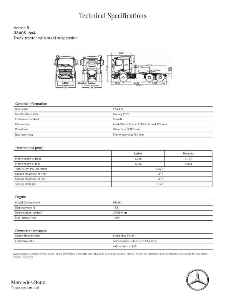 Actros 5 3340S | PDF | Truck | Brake
