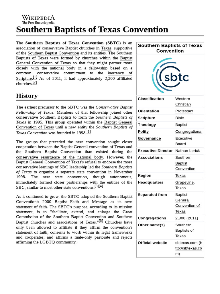 Southern Baptists of Texas Convention | PDF | Southern Baptist ...