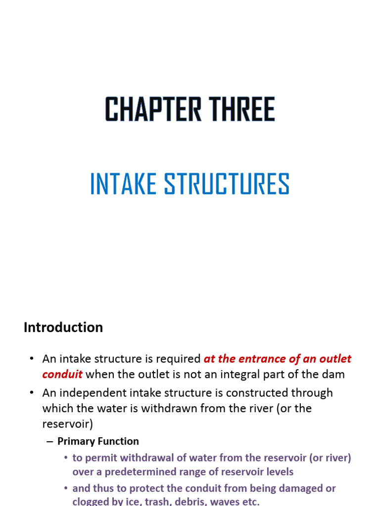 Chapter Three Intake Structures1 | PDF | River | Dam