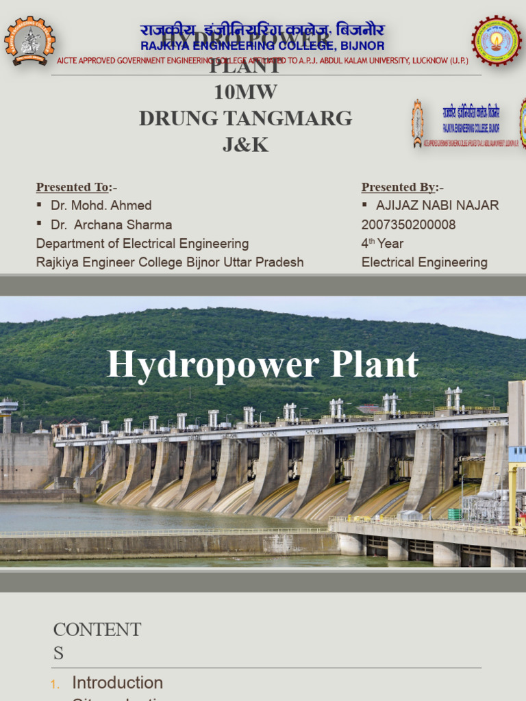 Presentation Hydro Power Plant Pdf Turbine Hydroelectricity