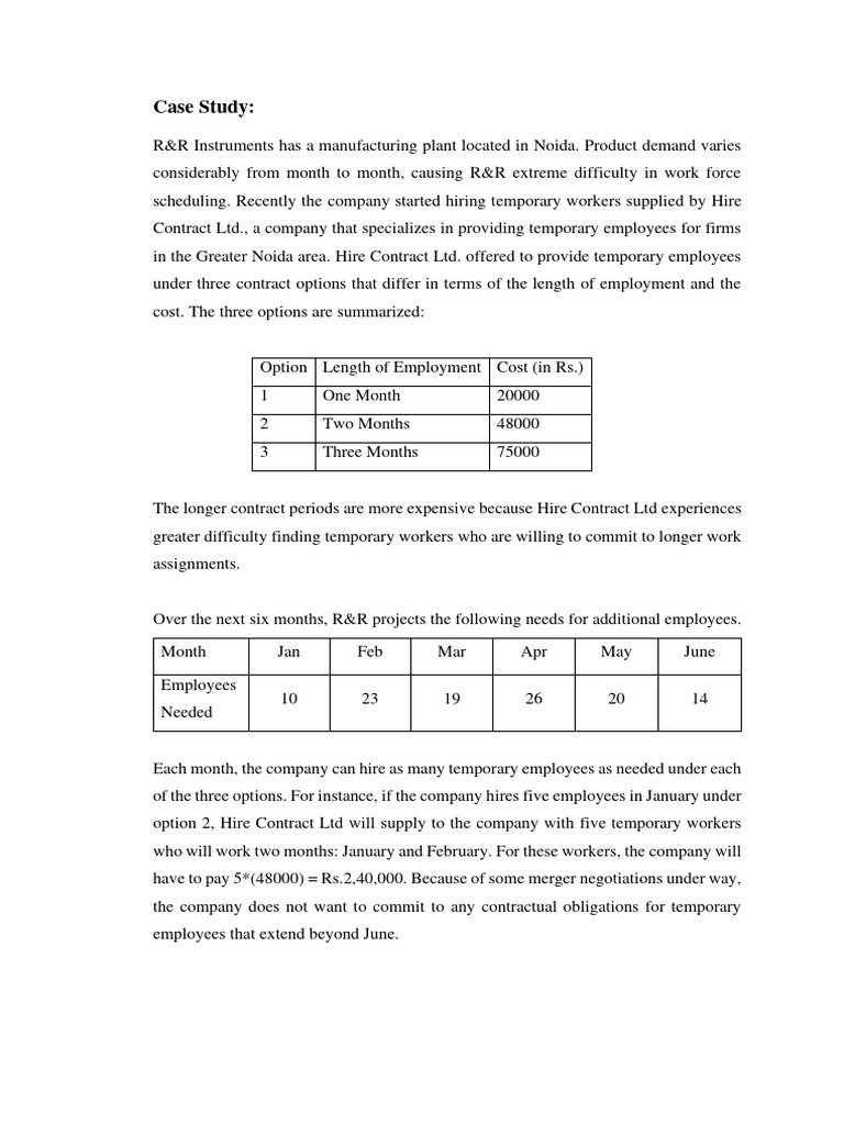 Case Study - Formulation of LPP | PDF | Employment | Temporary Work