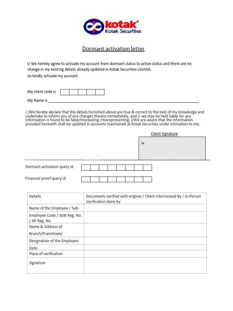 Dormant Activation Format | PDF