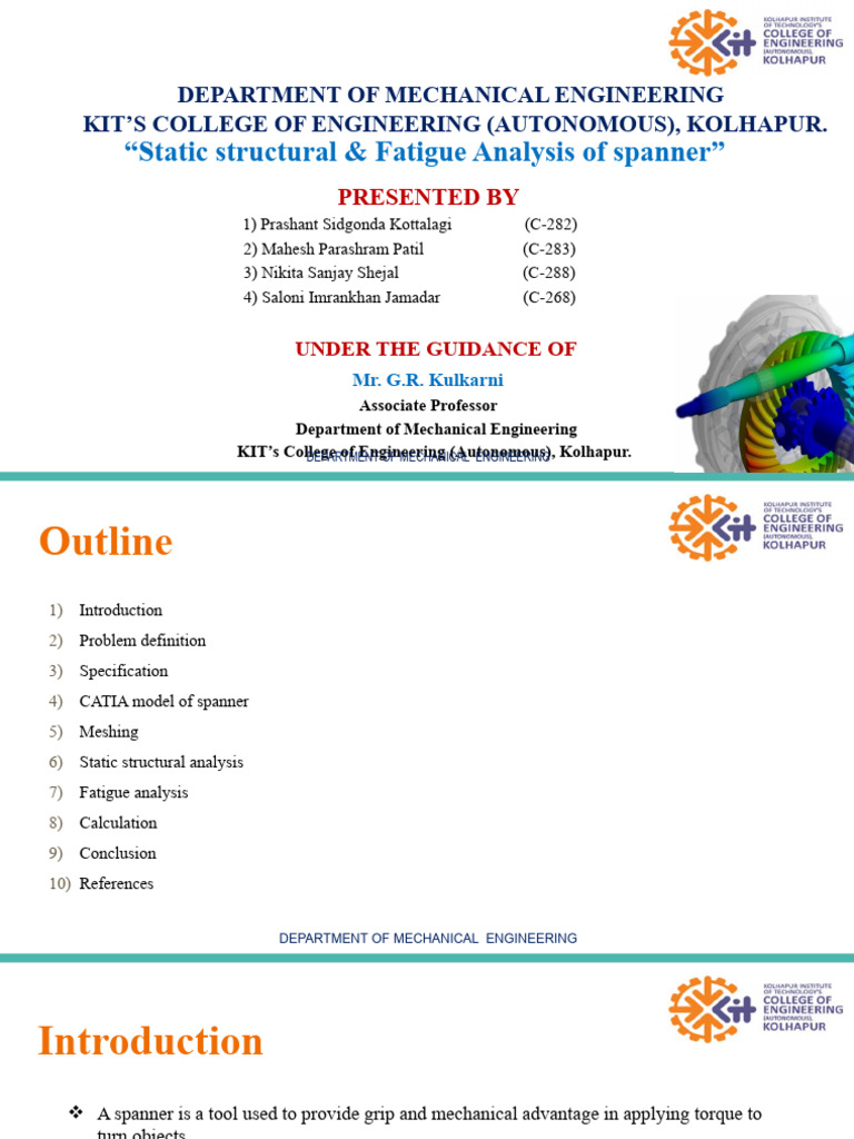 Static Structural and Fatigue Analysis of Spanner | PDF | Mechanical Engineering | Engineering