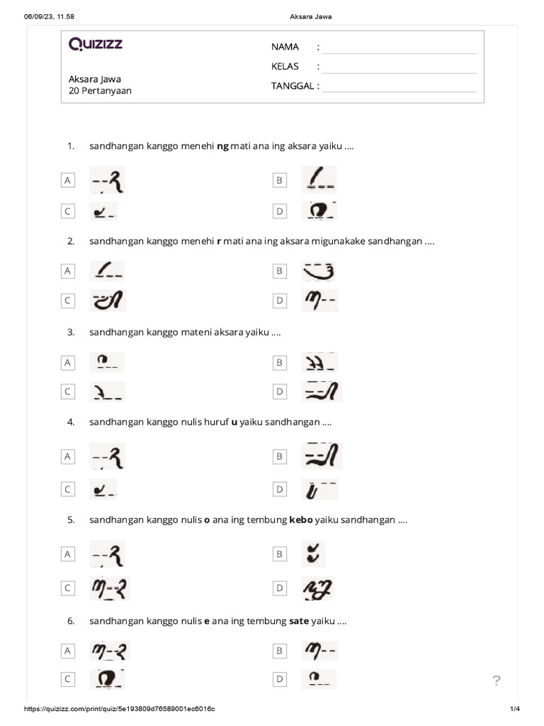 SOAL UH Aksara Jawa | PDF