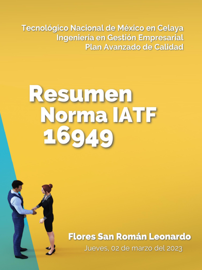 Resumen Norma Iatf 16949 - Flores San Roman Leonardo | PDF | Calidad ...