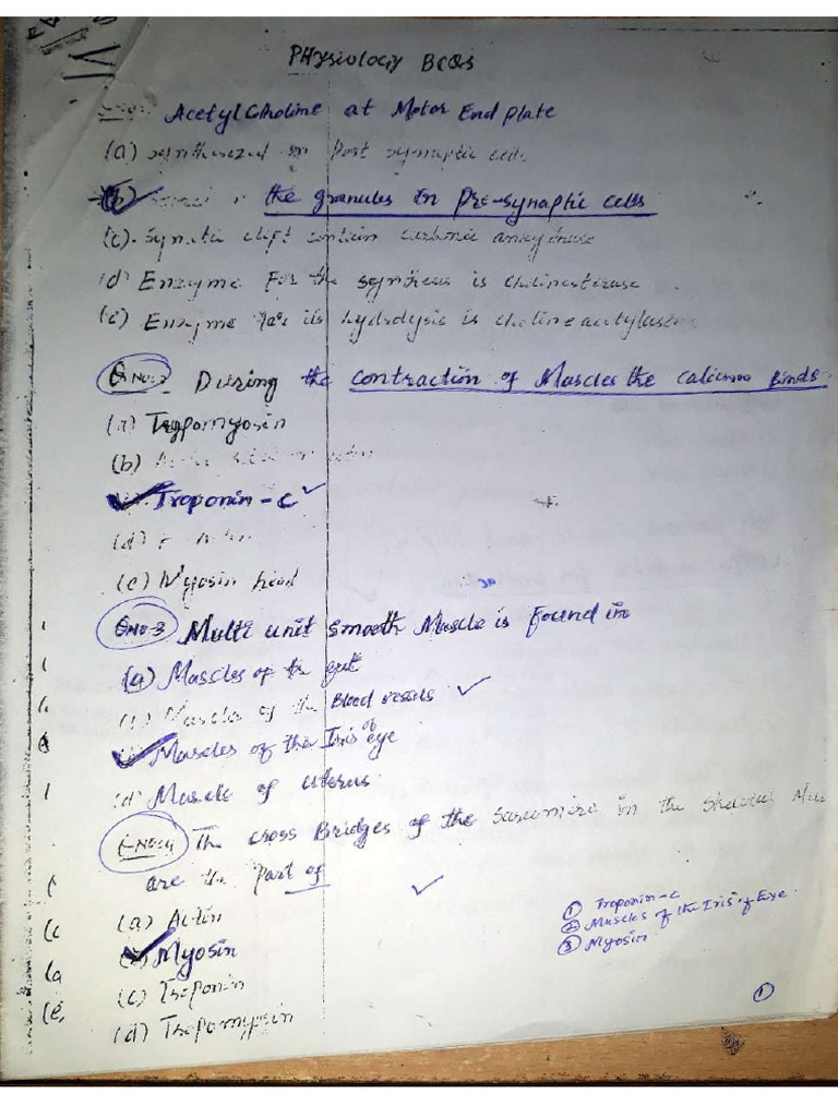 Past Solved Bcqs of Physiology | PDF