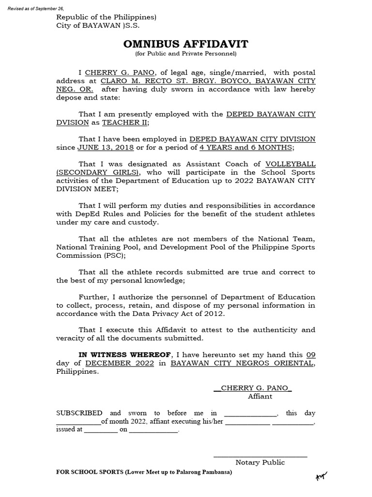 2020 Omnibus Affidavit | PDF | Affidavit | Civil Law (Common Law)
