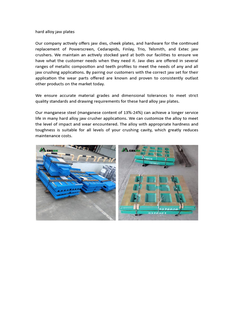 Hard Alloy Jaw Plates | PDF