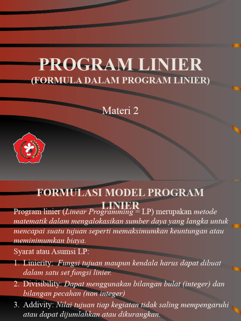 02-Program Linier (Formula) | PDF | Metode & Bahan Ajar