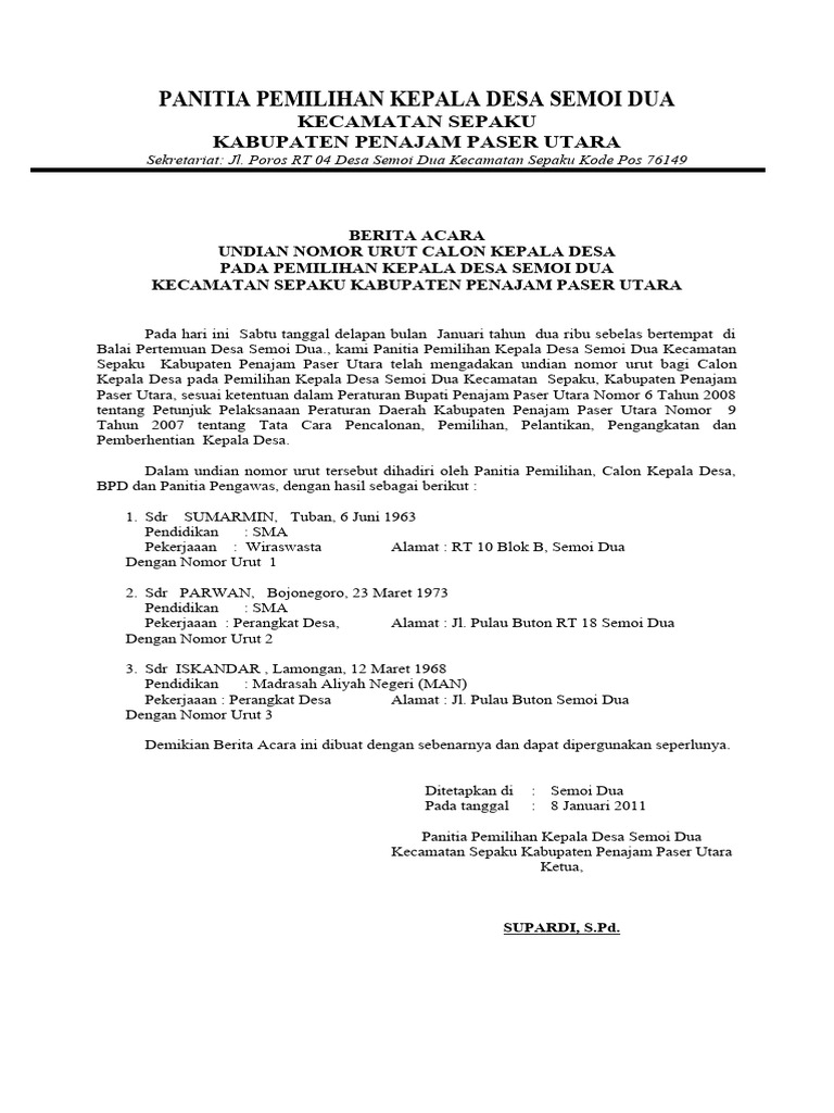 Berita Acara Undian | PDF