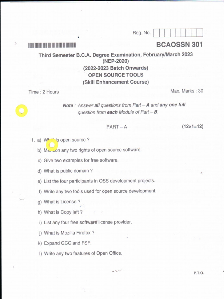 BCA III Semester Open Source Tools NEP Feb 2023 | PDF