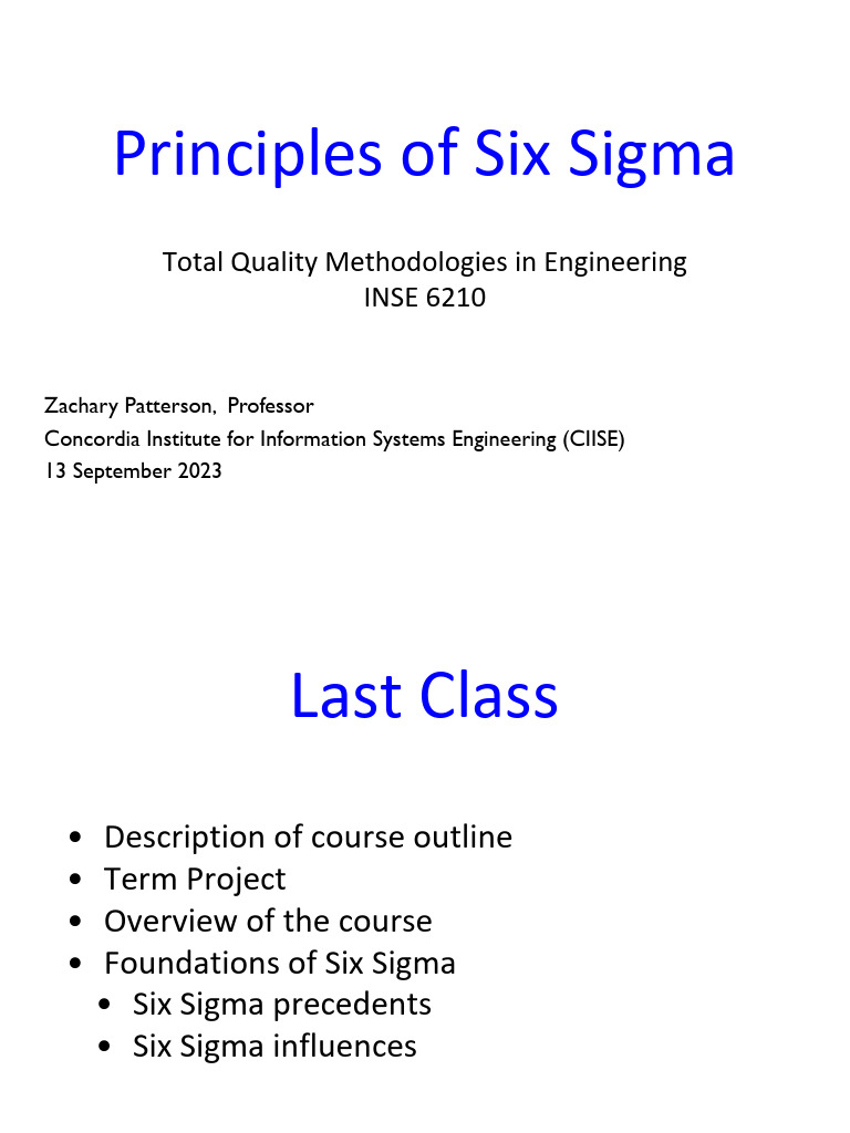 Principles Six Sigma | PDF | Six Sigma | Quality Management