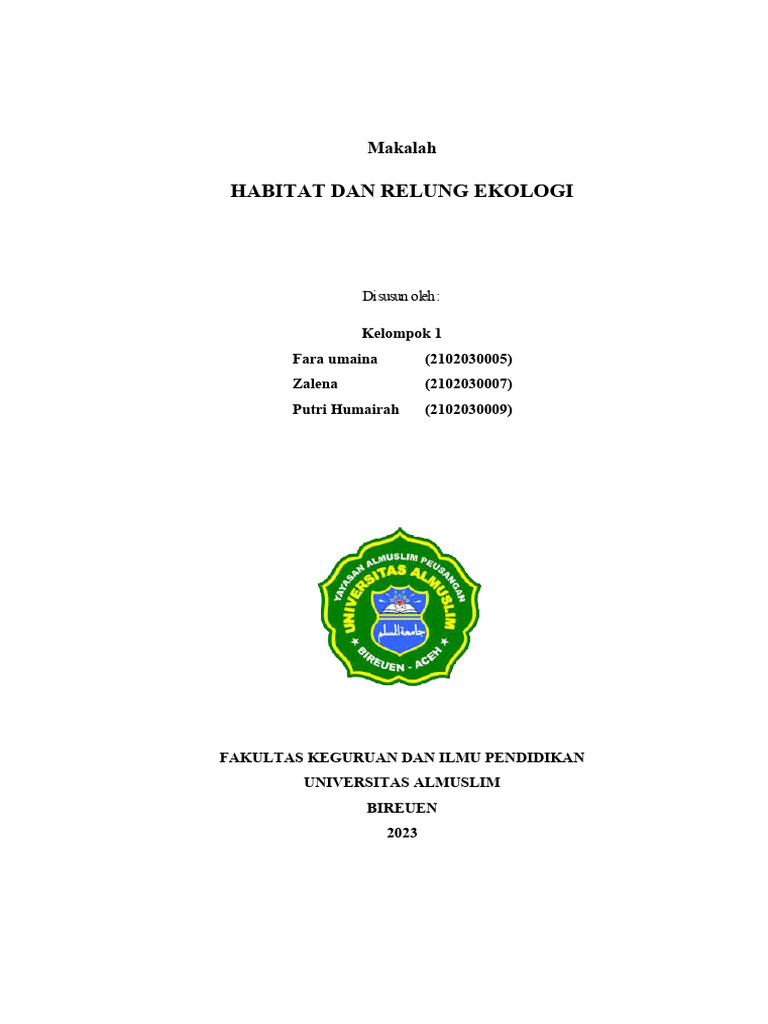 Habitat dan Relung Ekologi dalam Makalah | PDF