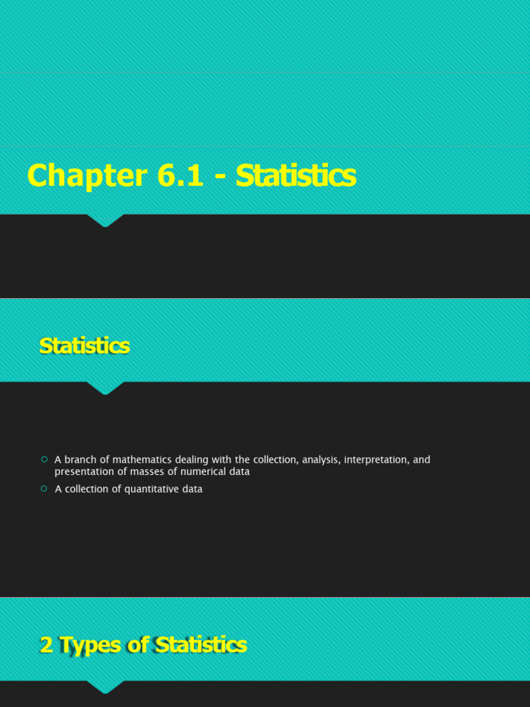 Chap6.1 Statistics 1 | PDF | Arithmetic Mean | Summation