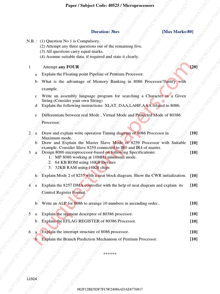 Microprocessors Exam Questions and Topics | PDF | Computer Engineering | Manufactured Goods