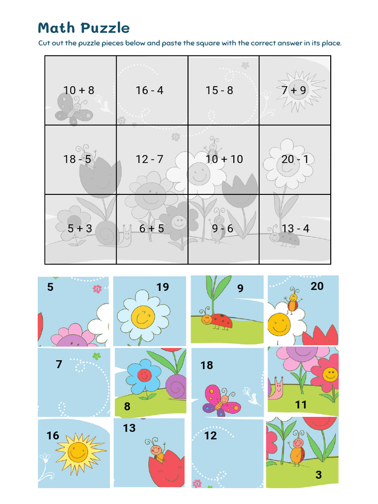 Back To School Math Puzzle Worksheet | PDF