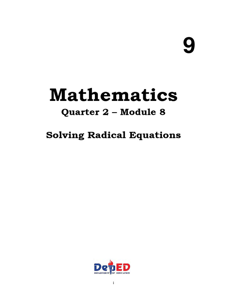 8 - Q2 Math | PDF | Equations | Elementary Mathematics