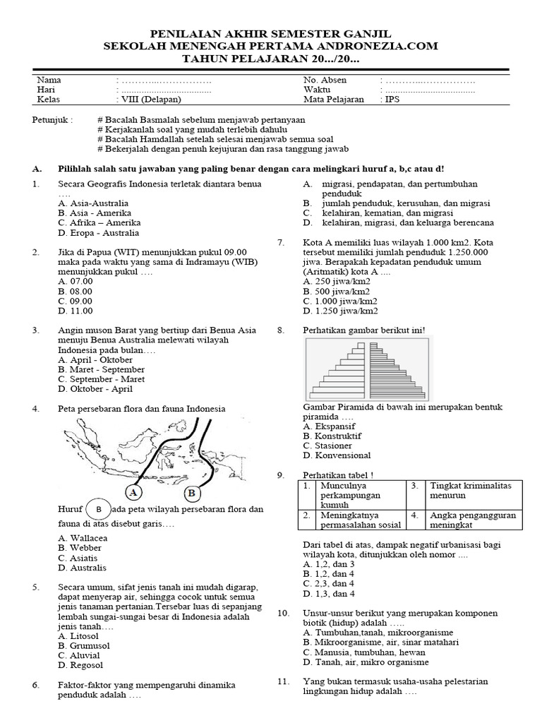 Soal PAS IPS Kelas 8 Semester 1 | PDF | Perjalanan