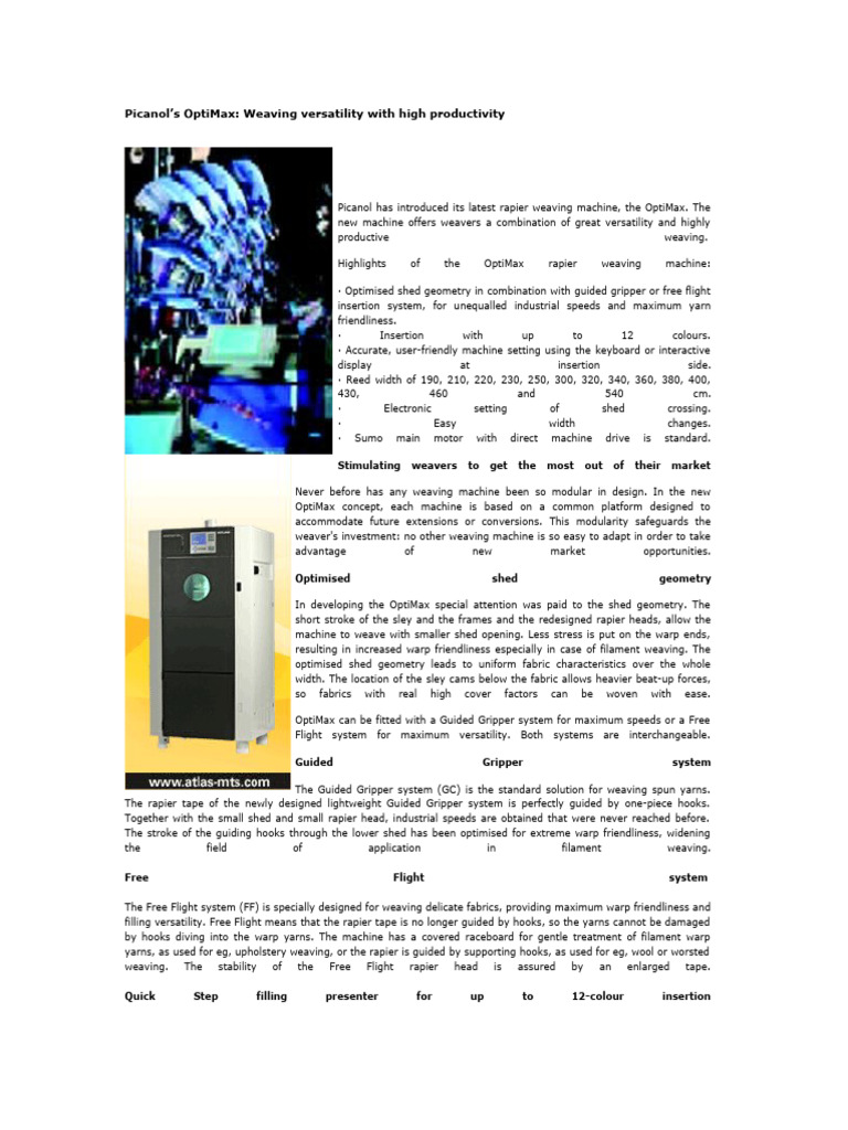 Picanol | PDF | Weaving | Personal Computers