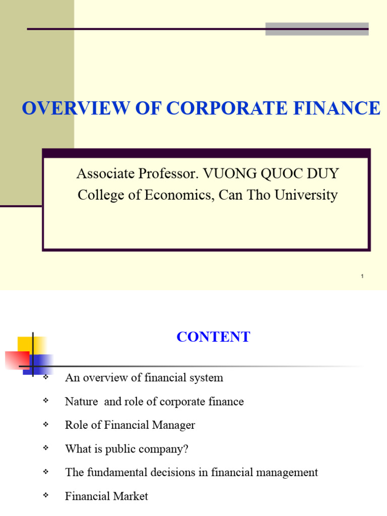 Chapter 1 - Overview of Corporate Finance | PDF | Derivative (Finance ...