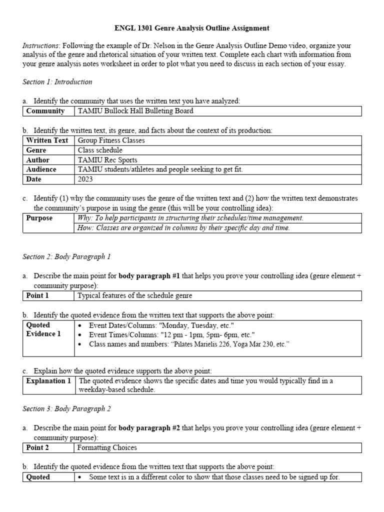 Genre Analysis of Fitness Class Schedules | PDF | Genre | Understanding